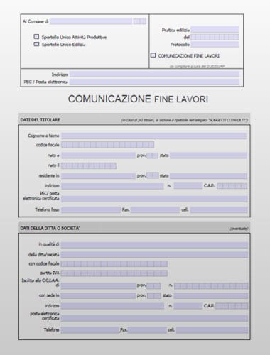 Modello Comunicazione Fine Lavori - PDF editabile