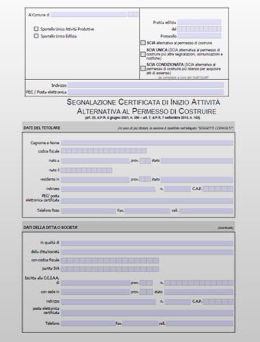 Modello SCIA alternativa al permesso di costruire- PDF editabile